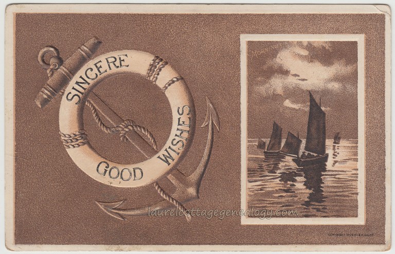 old postcard publisher logos and header designs | Laurel Cottage Genealogy