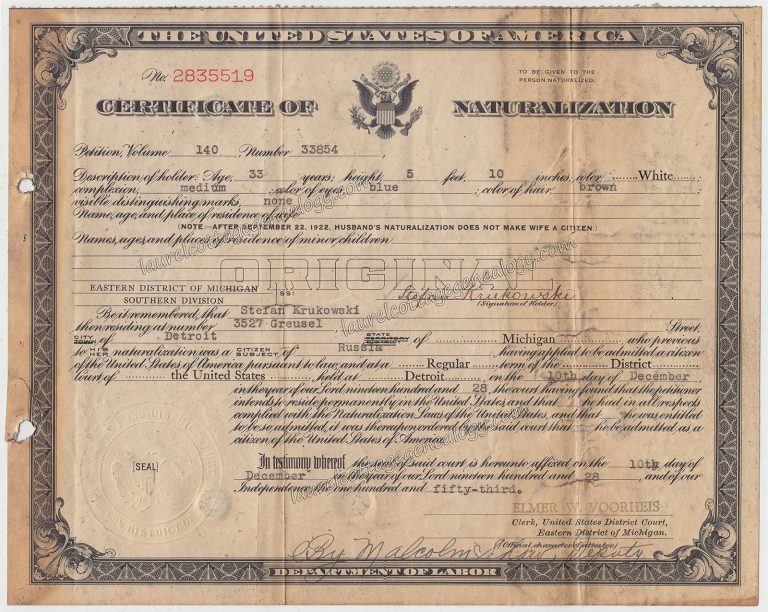 images of naturalization certificates in year 1928 | Laurel Cottage ...